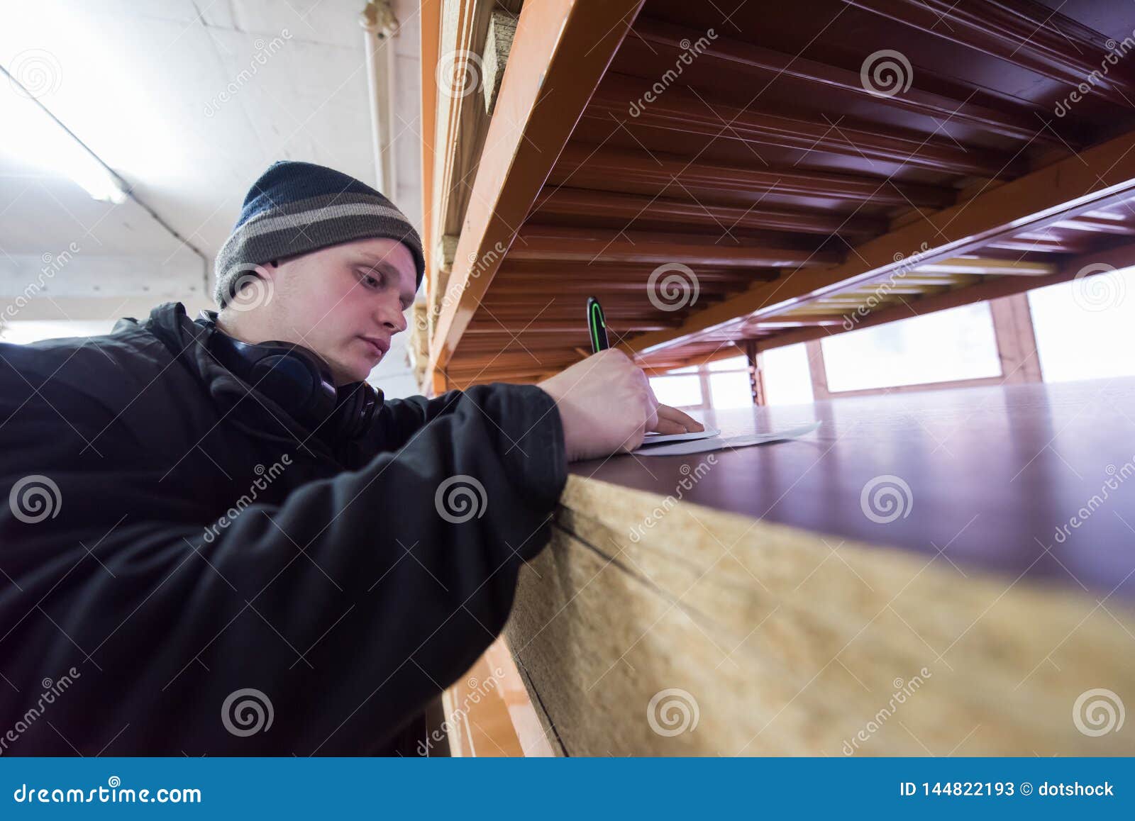 Carpenter Writing a Receipt Stock Image - Image of industry ...