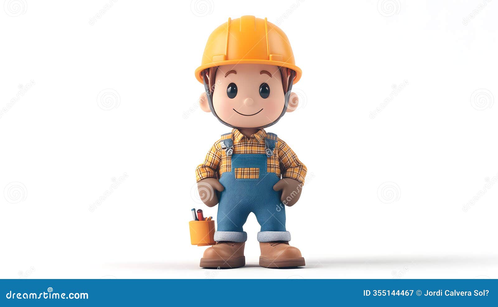 A Carpenter with a Yellow Helmet, 3D Render Style, Transparent ...