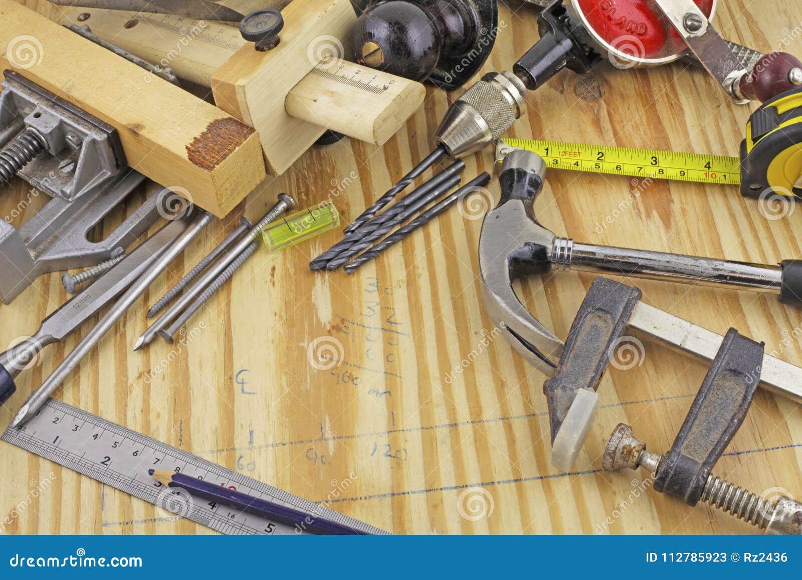 Variuos carpenters tools stock image. Image of wood - 112785923