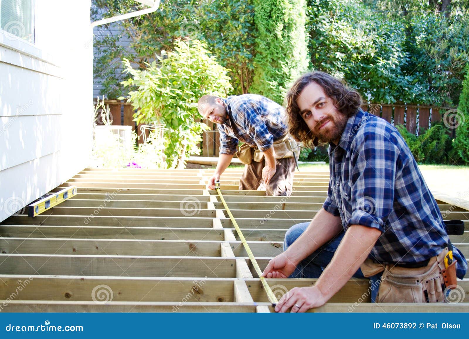 Carpenters measuring stock photo. Image of site, contractor - 46073892