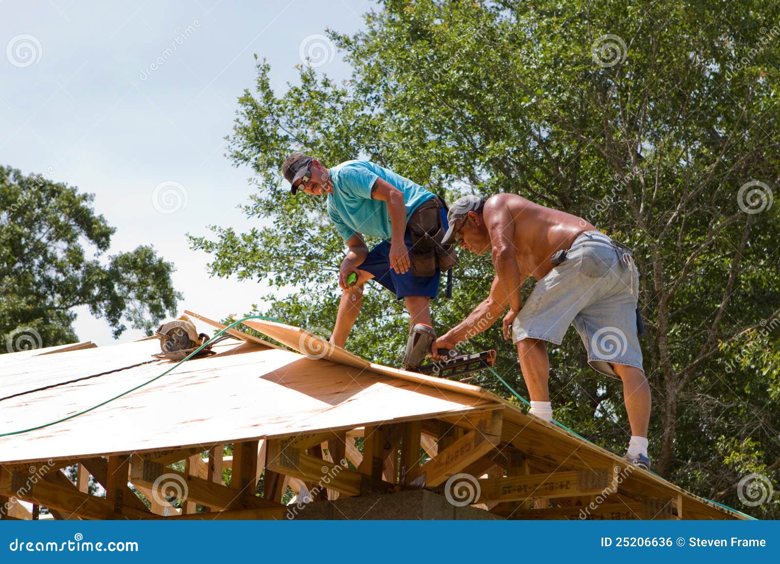 Carpenters Nailing Plywood stock photo. Image of plywood - 25206636