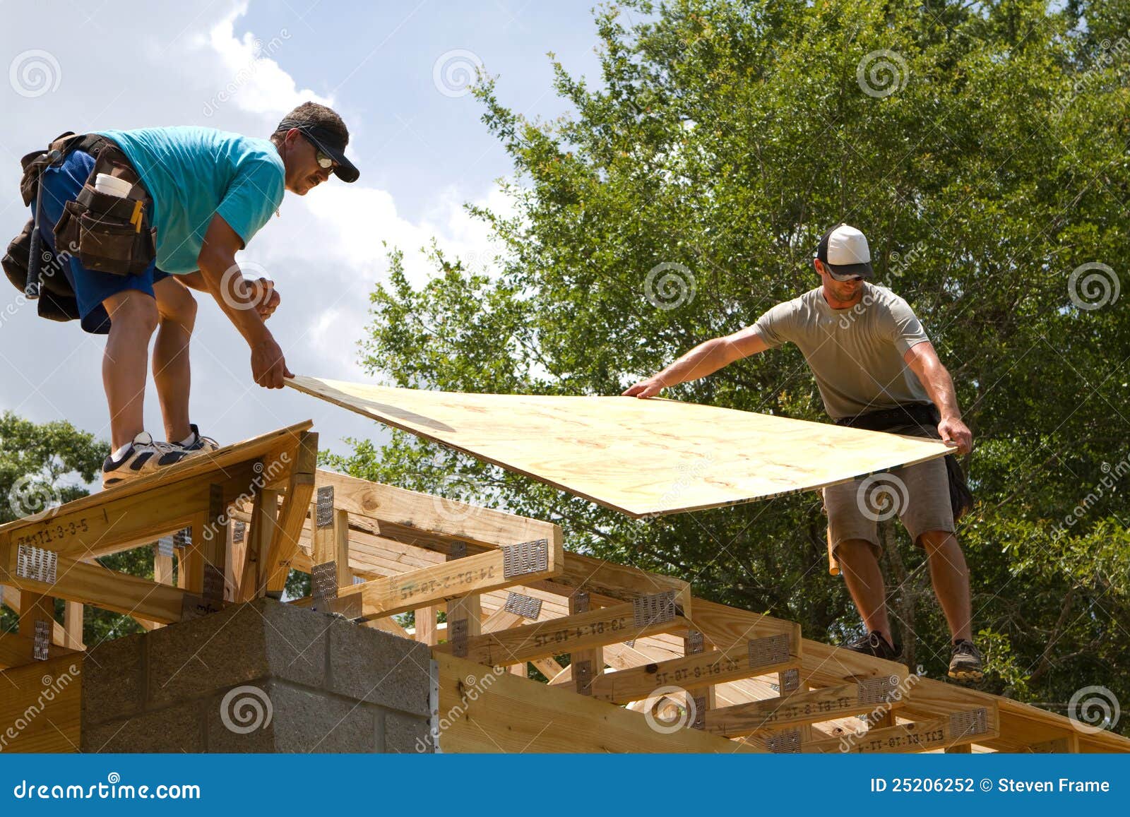 Carpenters with Plywood stock photo. Image of builders - 25206252