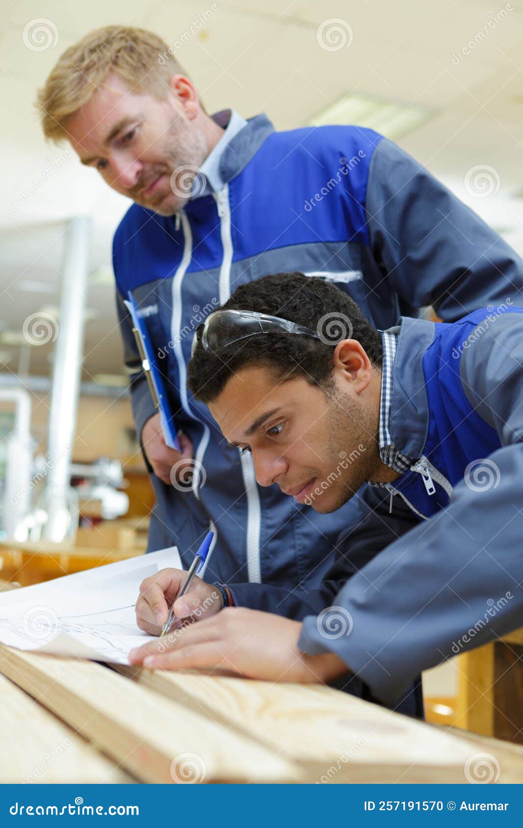 Carpenters Team Planning and Working Together Stock Photo - Image of ...