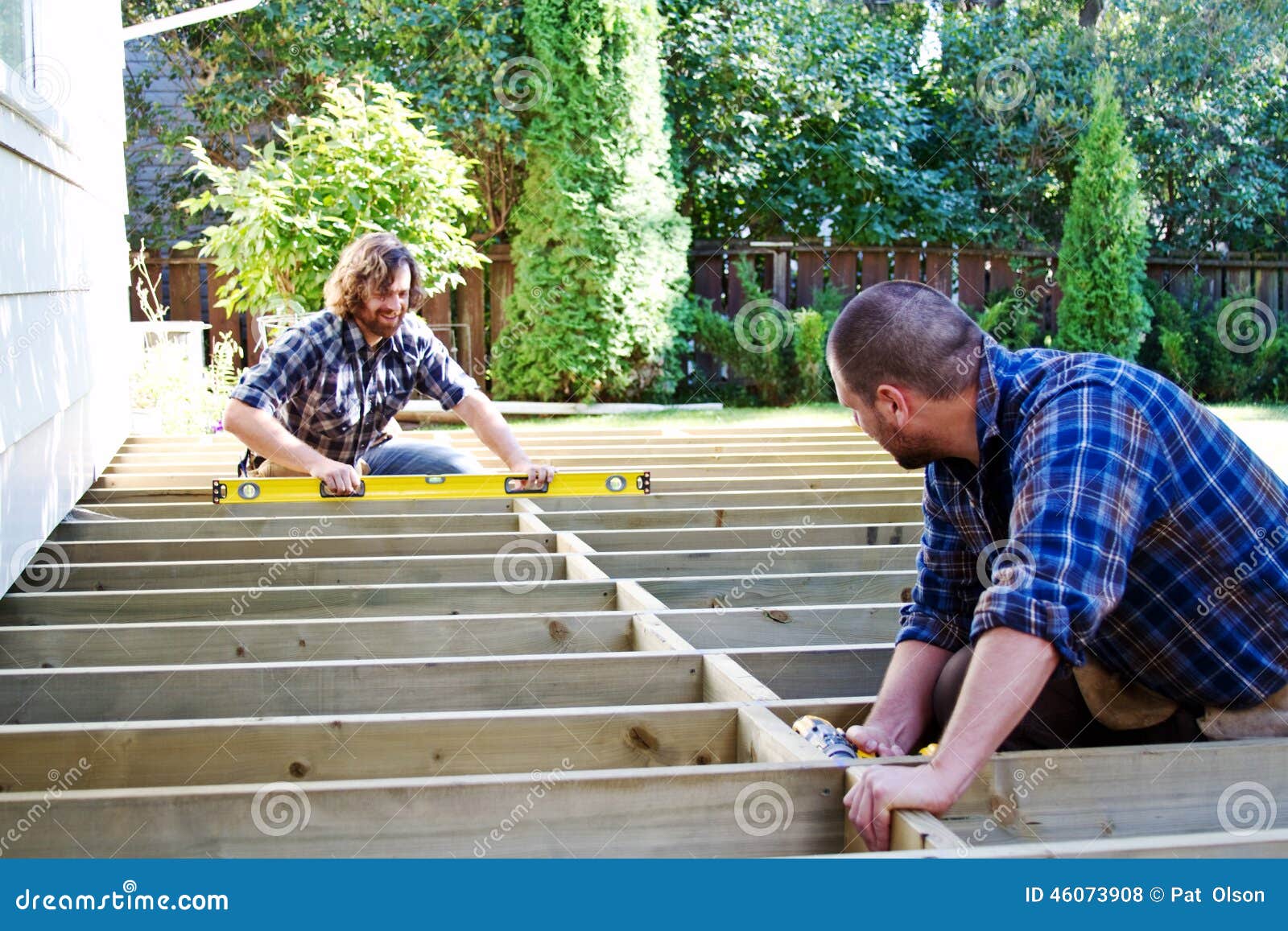 Carpenters Using Level and Checking Their Work Stock Photo - Image of ...