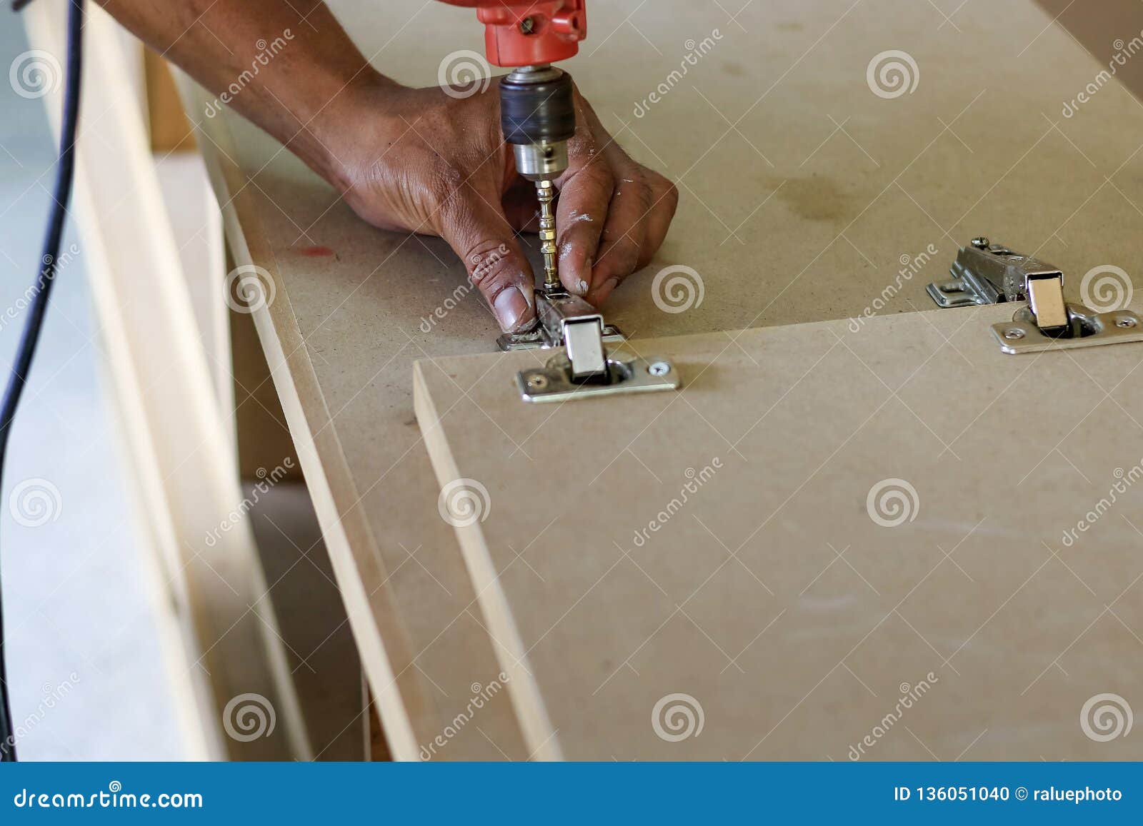 Carpenters are Using Tools with Wood Working Furniture Stock Photo ...