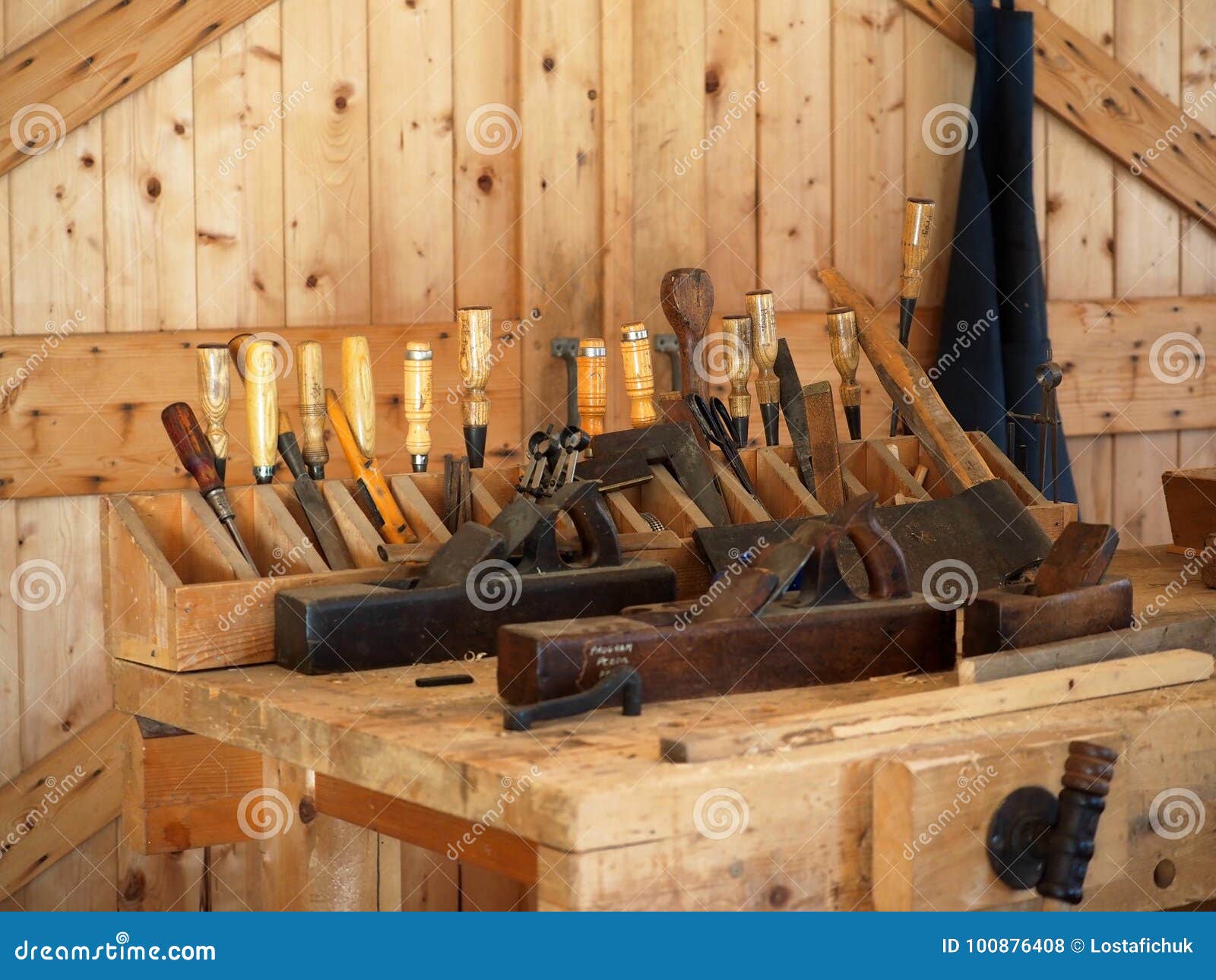 Carpenters Tool Bench stock photo. Image of hammer, tools - 100876408