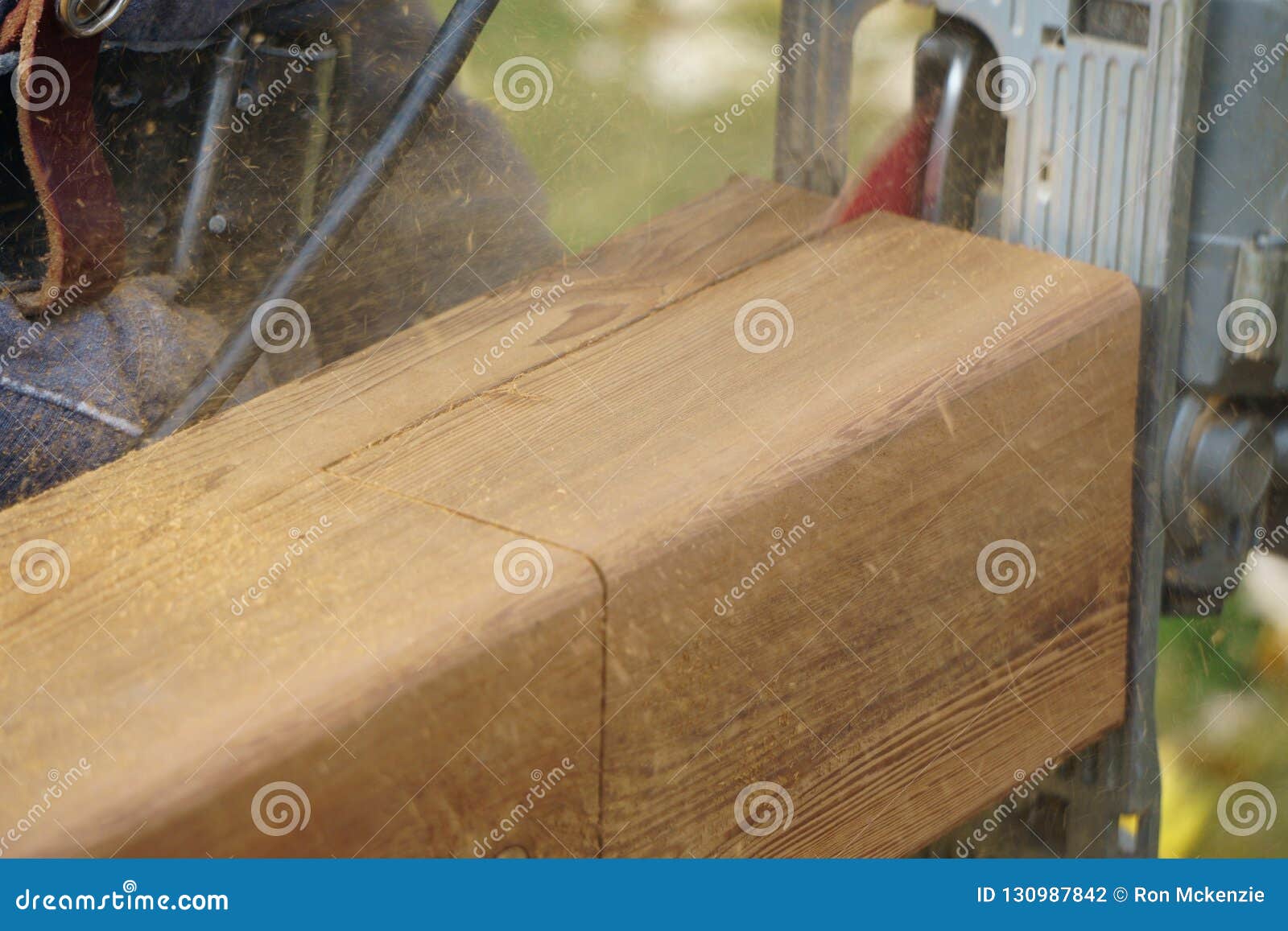 Carpenters at Work Cutting a Cedar Post Stock Photo - Image of cutting ...