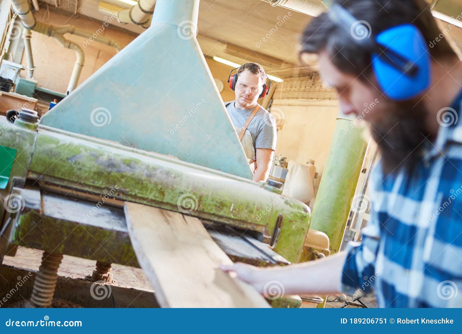 Carpenters Work on the Thicknessing Machine Stock Image - Image of ...