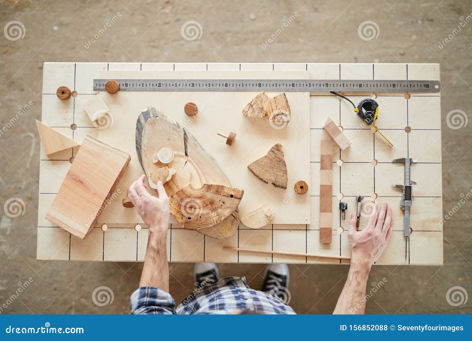 Carpenters Workstation Above View Stock Photo - Image of ideas ...