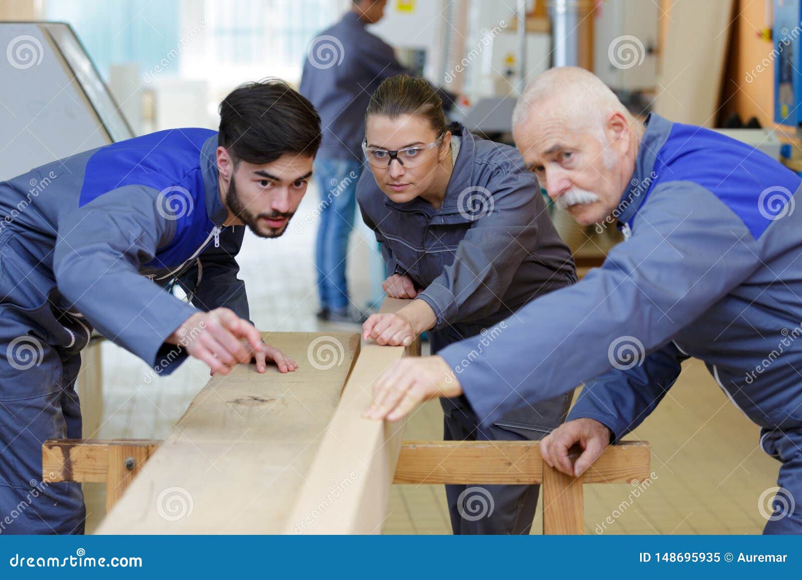 Carpentry Apprentice Demonstrating Machine Operation Stock Image ...