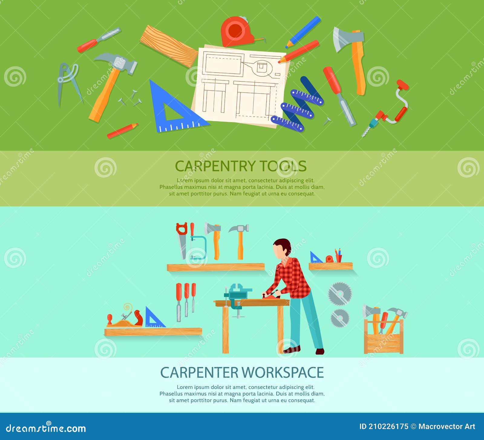 Carpentry Banners Set stock vector. Illustration of sticker - 210226175