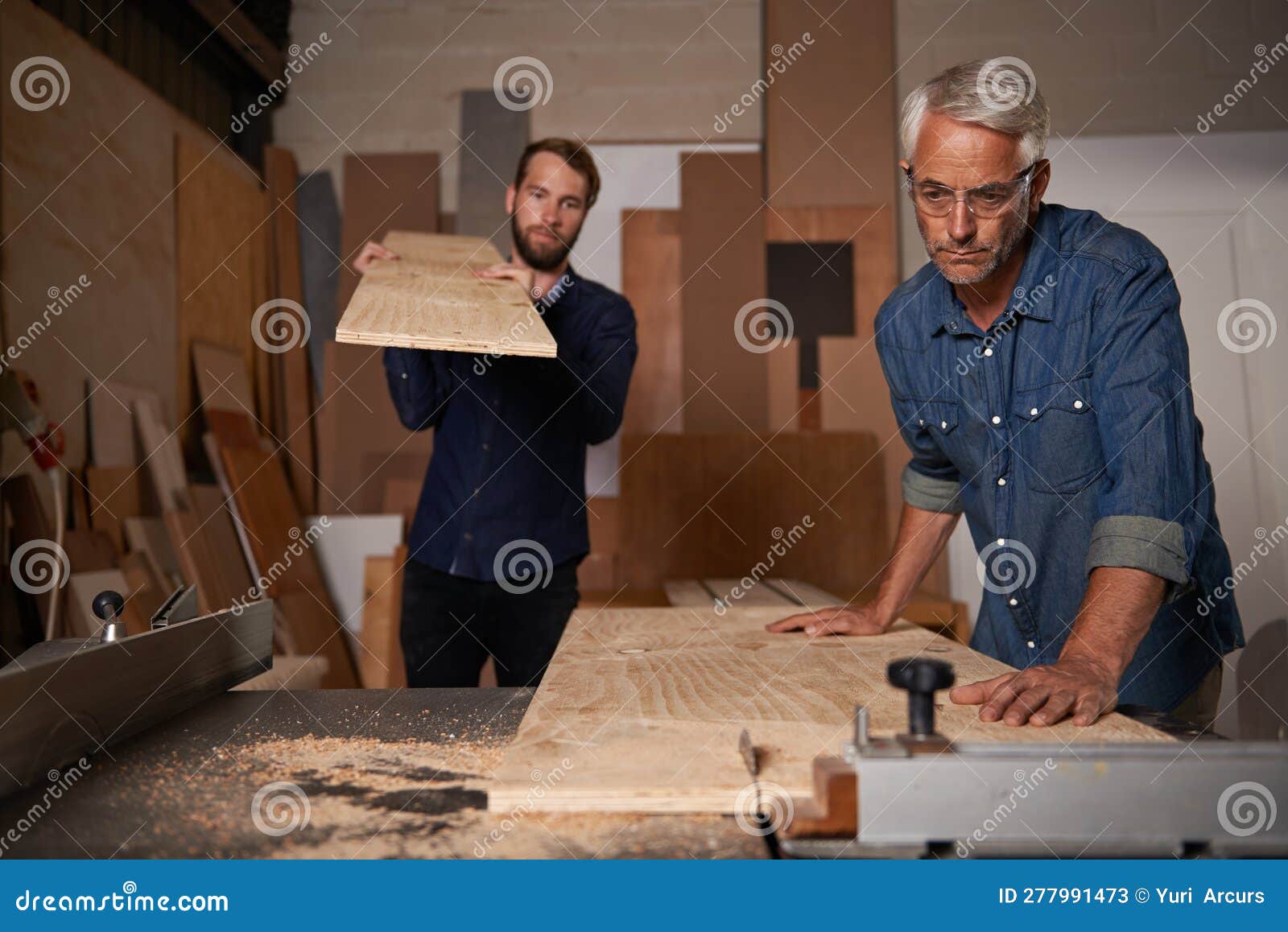 Carpentry, Carpenter and Men in Workshop Work on Design Project with ...