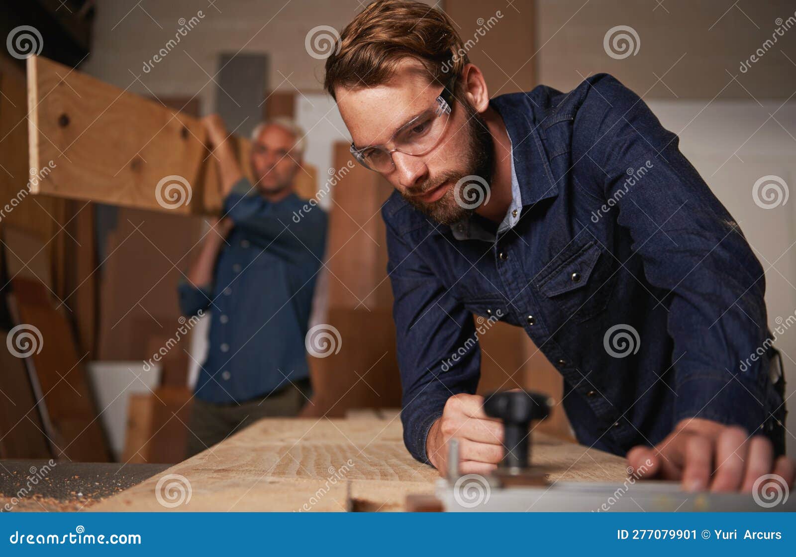 Carpentry Collaboration, Carpenter and Men Work in Workshop on Design ...