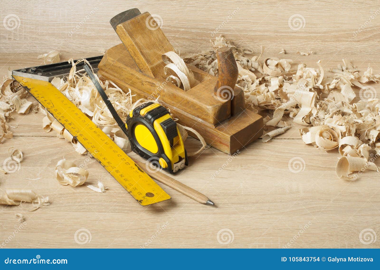 Carpentry Concept.Joiner Carpenter Workplace. Construction Tools on ...