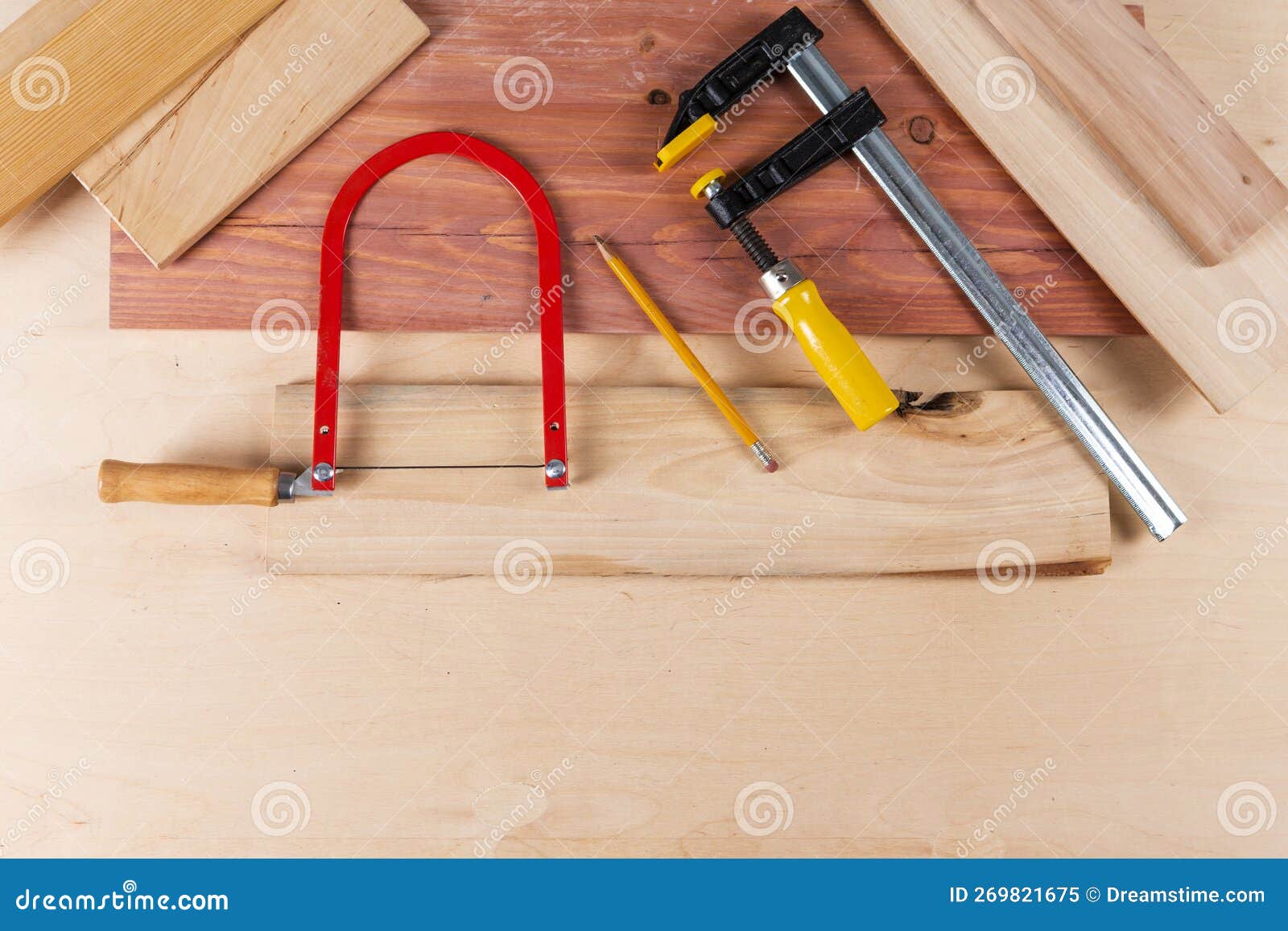 Carpentry Concepts and Ideas. Separate Lineup of Assorted Work Tools on ...
