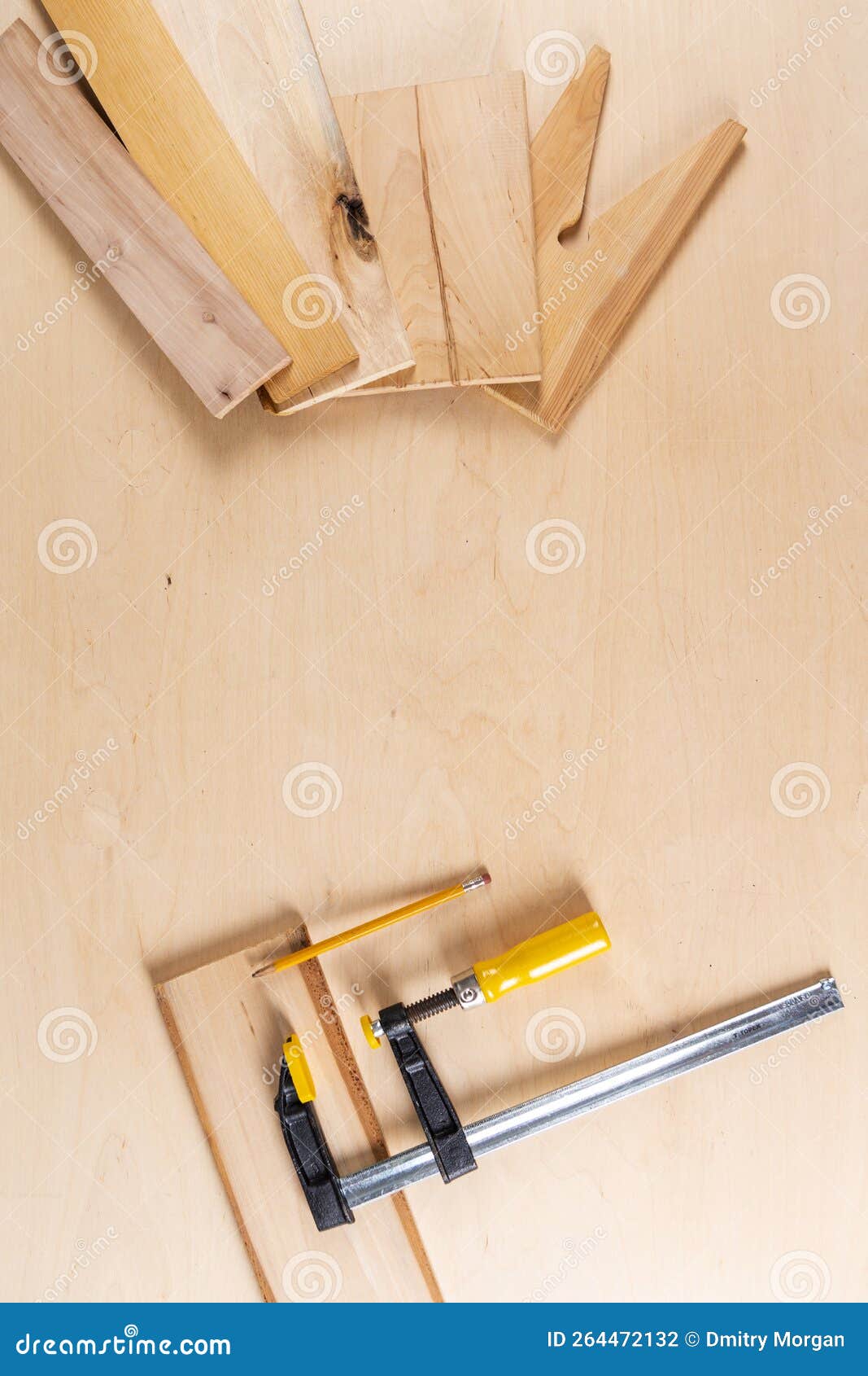 Carpentry Concepts and Ideas. Separate Lineup of Assorted Work Tools on ...