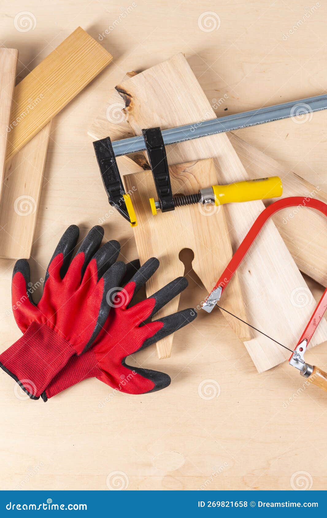 Carpentry Concepts and Ideas. Separate Lineup of Assorted Work Tools on ...