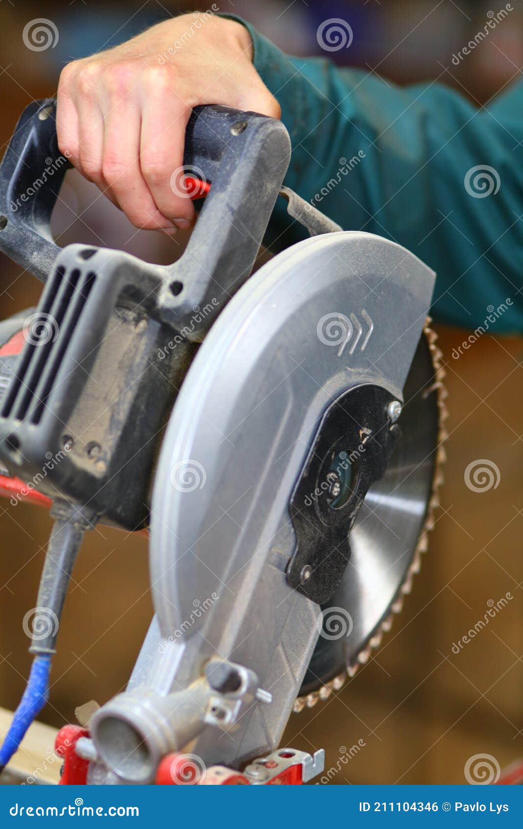 Carpentry Cutting Machine and Hand Close-up Stock Photo - Image of ...
