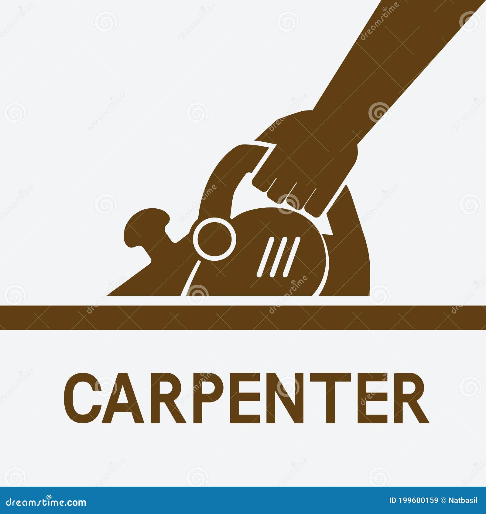 Carpentry. Hand with Electric Planer Stock Illustration - Illustration ...