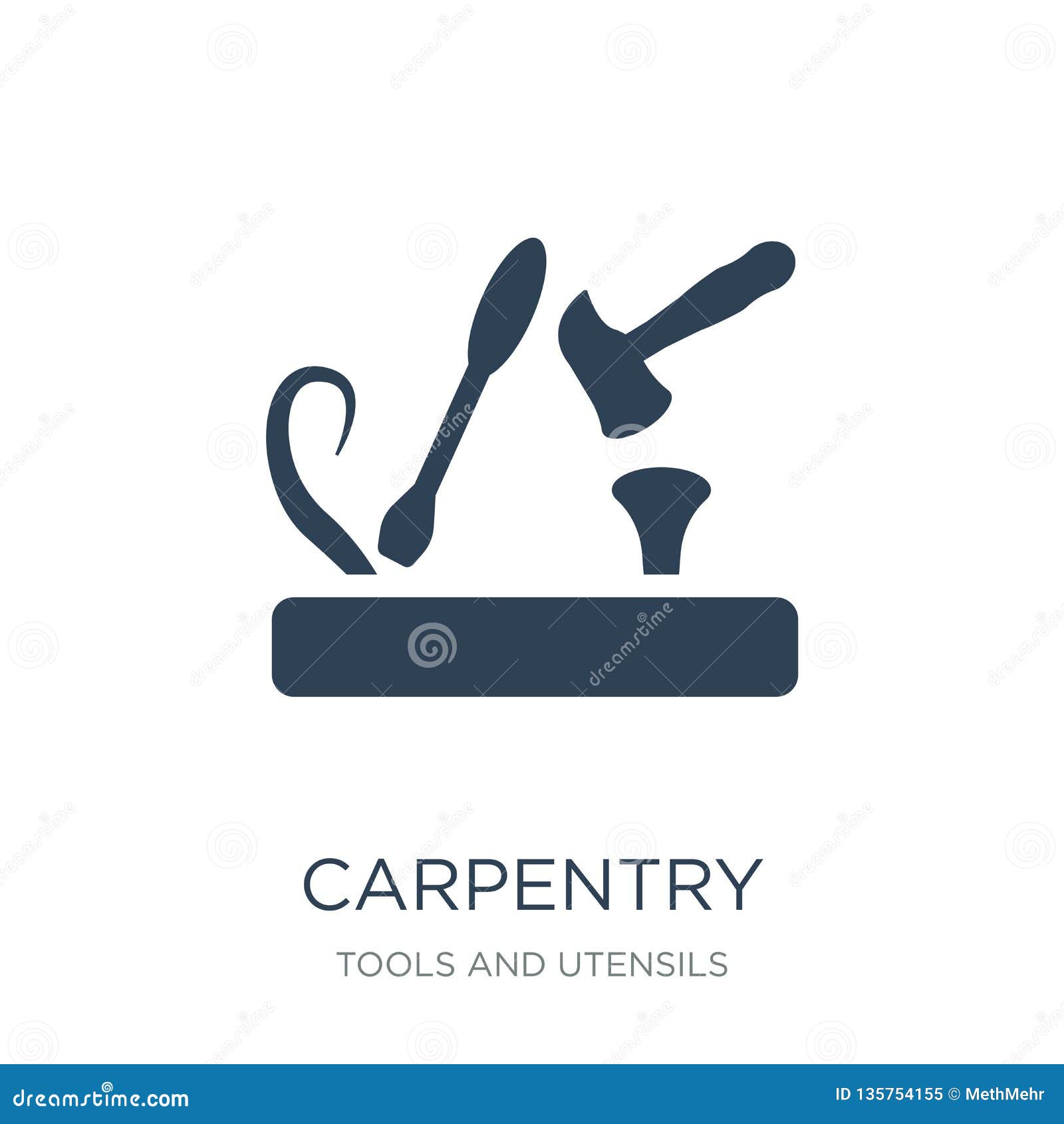 Carpentry Icon in Trendy Design Style. Carpentry Icon Isolated on White ...