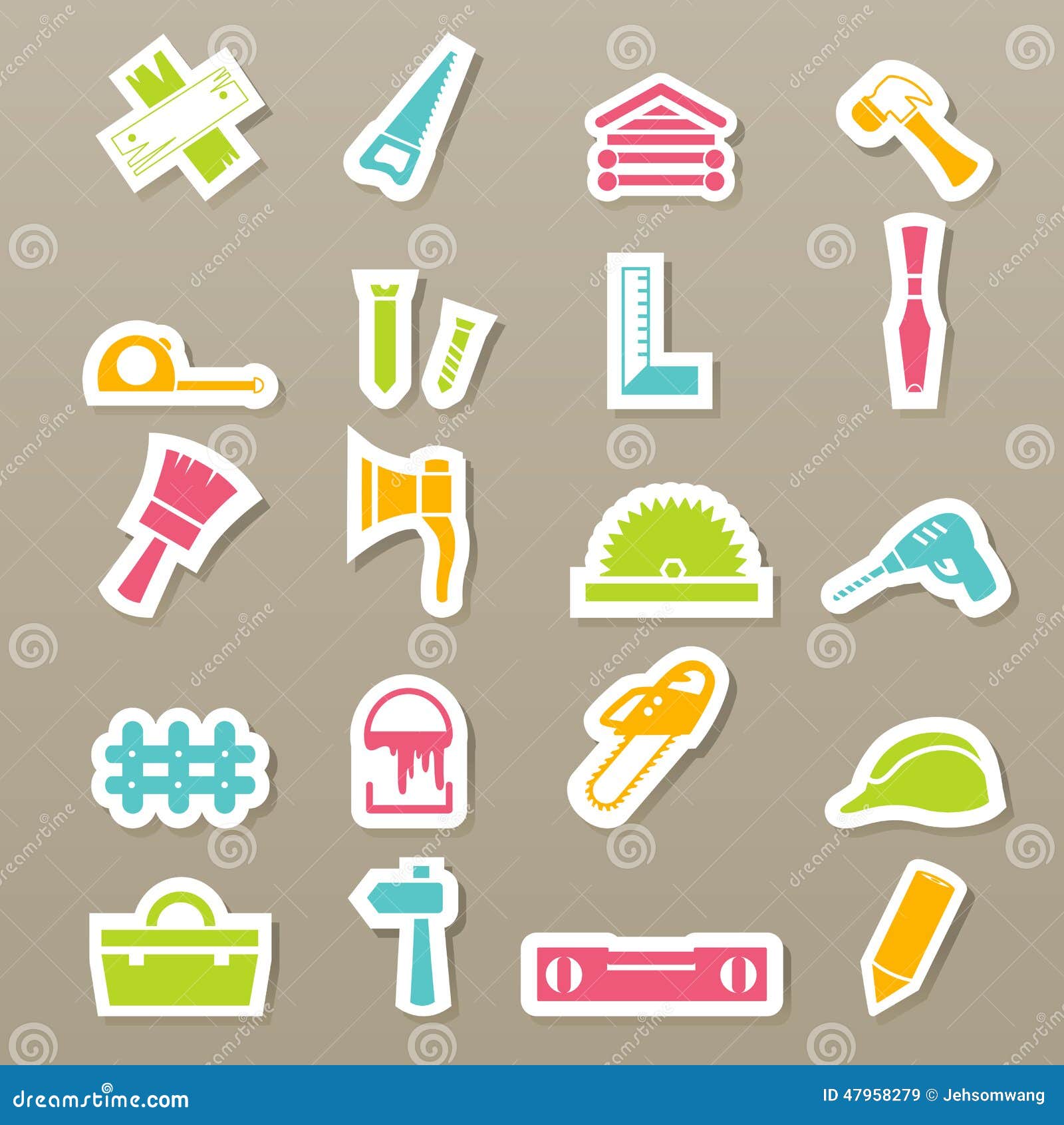 Carpentry icons set stock vector. Illustration of painter - 47958279