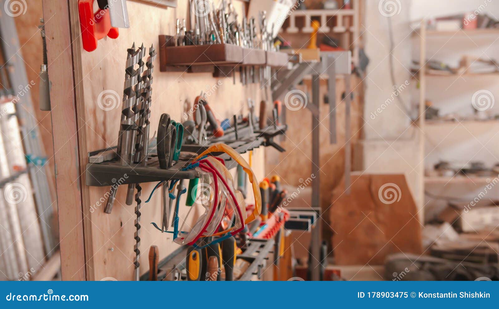 Carpentry Industry - Different Instruments on the Stand on the Wall ...