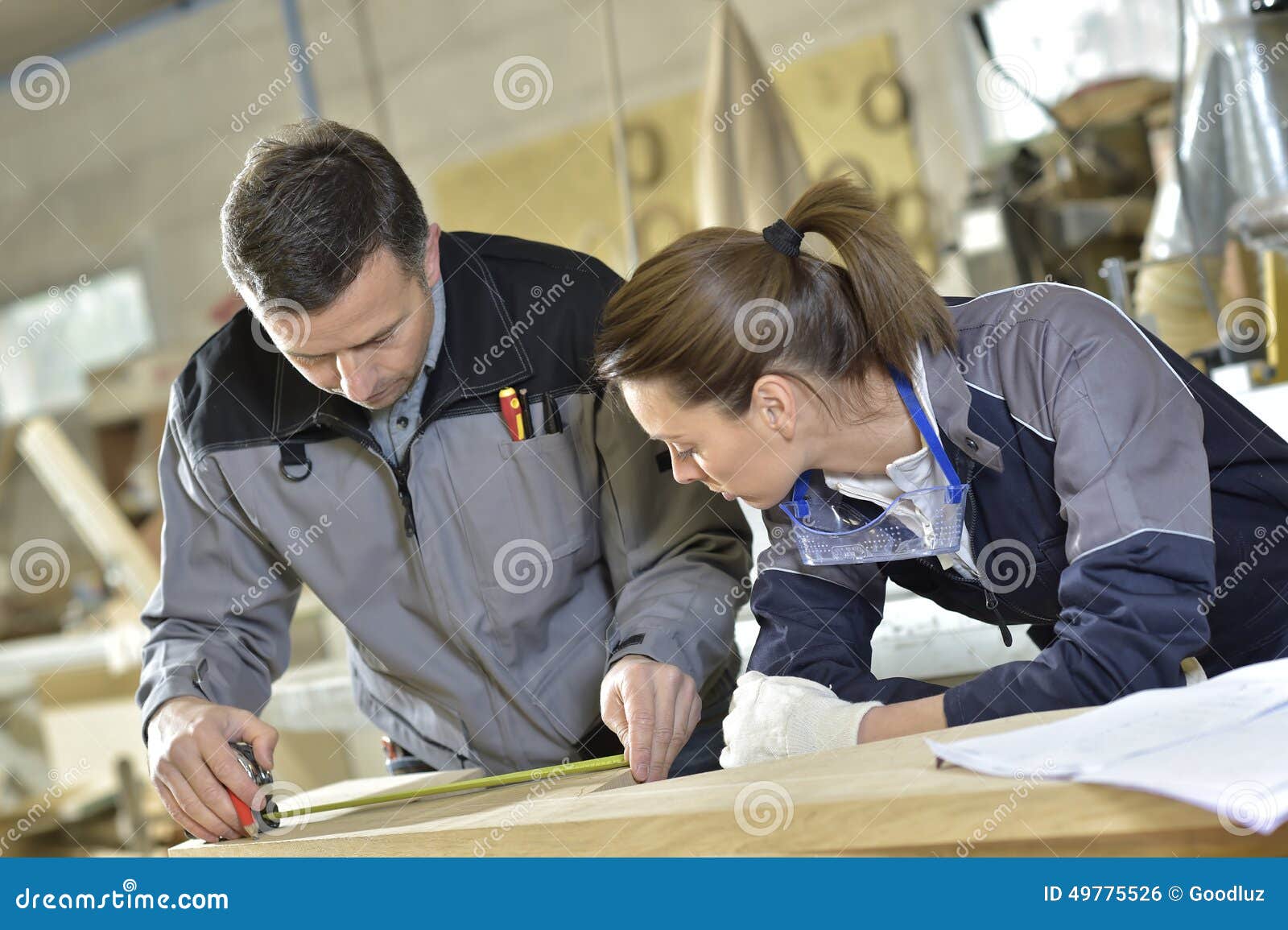 Carpentry Instructor with Trainee in Workshop Stock Photo - Image of ...