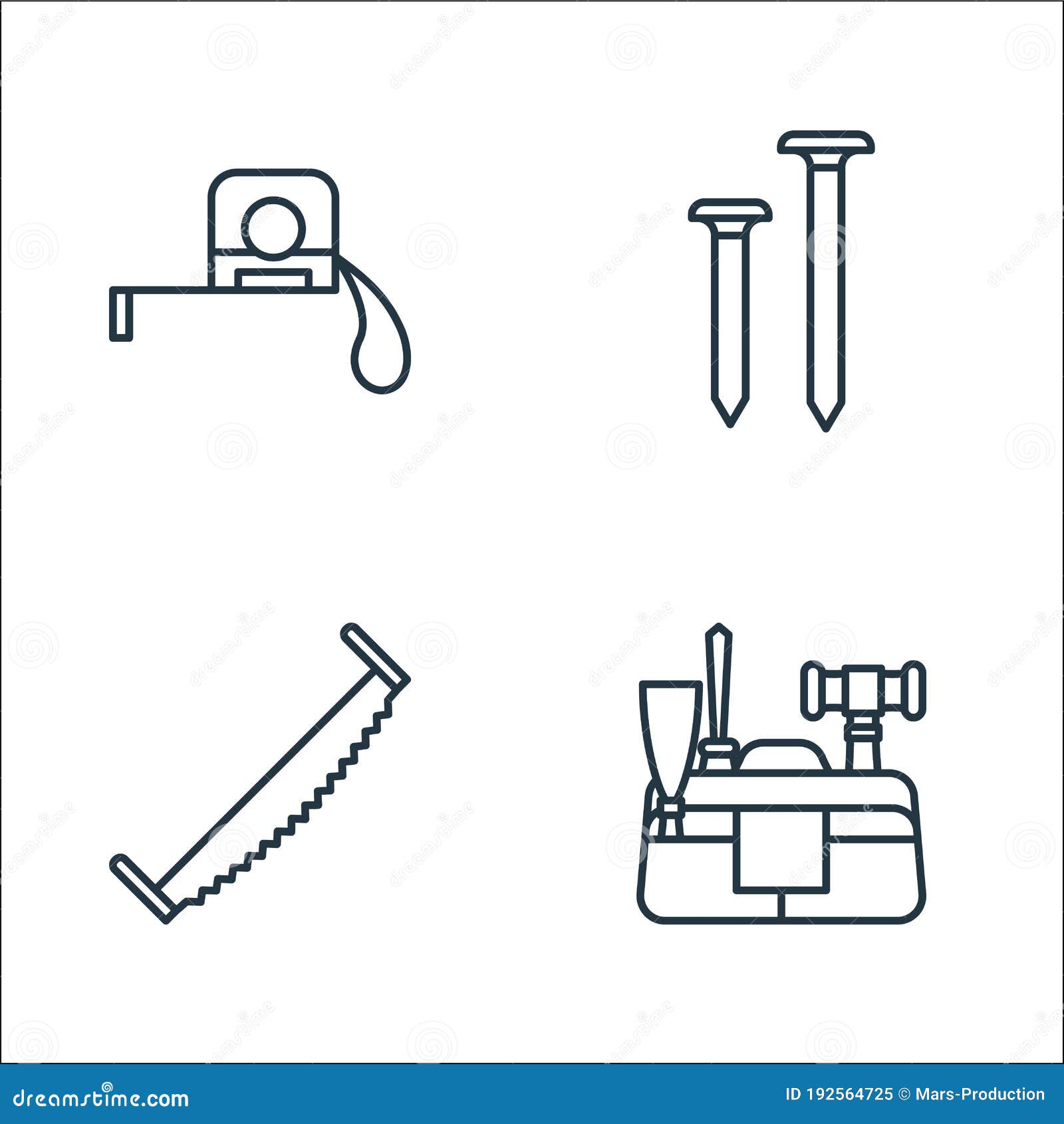 Carpentry Line Icons, Signs, Vector Set, Outline Illustration Concept ... Carpentry Line Icons, Signs, Vector Set, Outline Illustration Concept ...