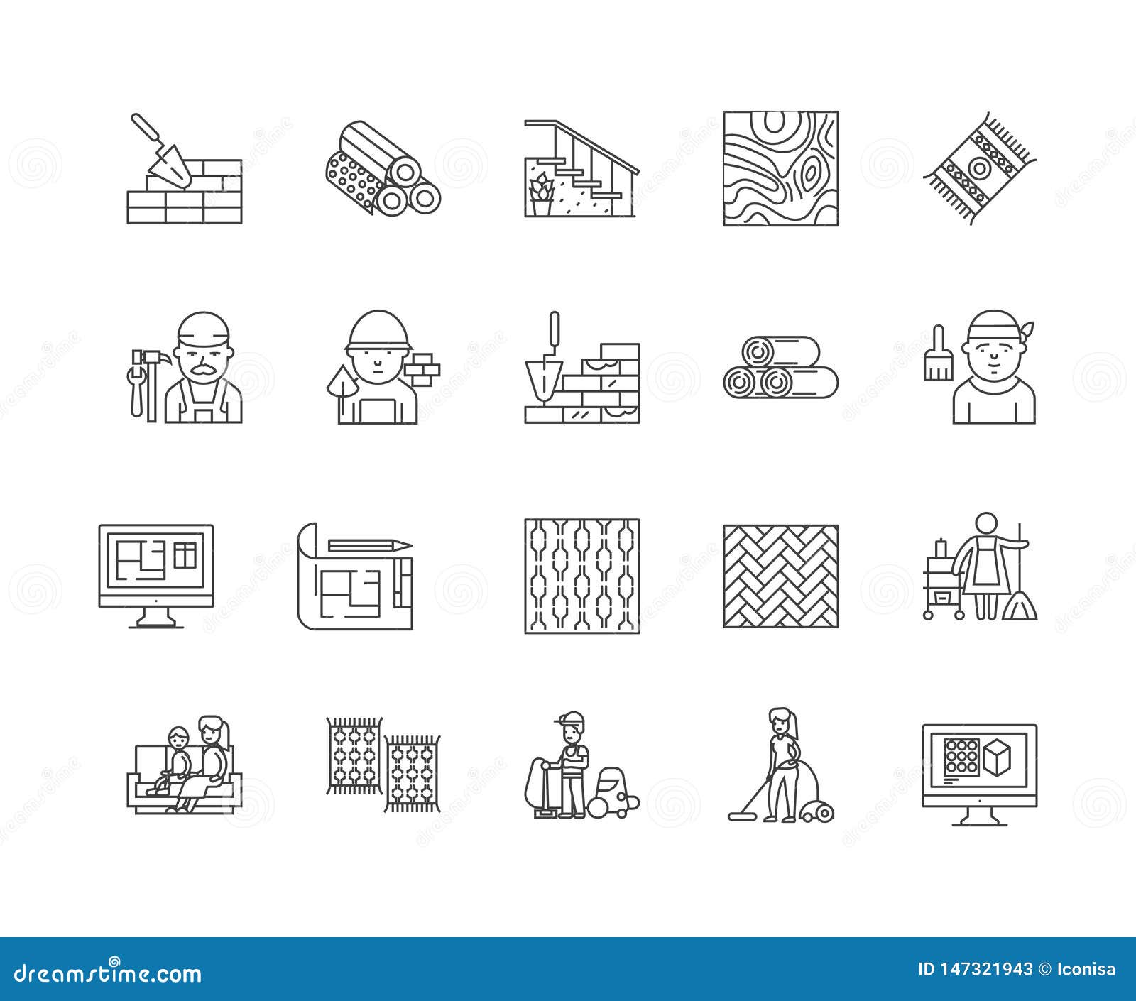 Carpentry Line Icons, Signs, Vector Set, Outline Illustration Concept ... Carpentry Line Icons, Signs, Vector Set, Outline Illustration Concept ...
