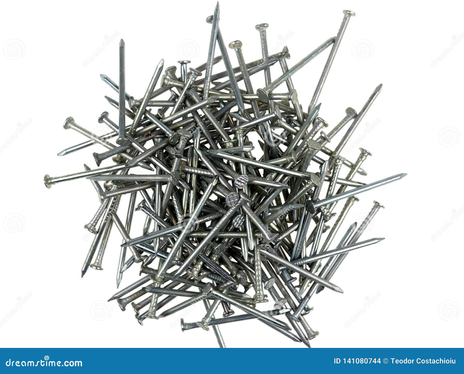 Carpentry Nails Isolated on White Stock Photo - Image of texture, sharp ...