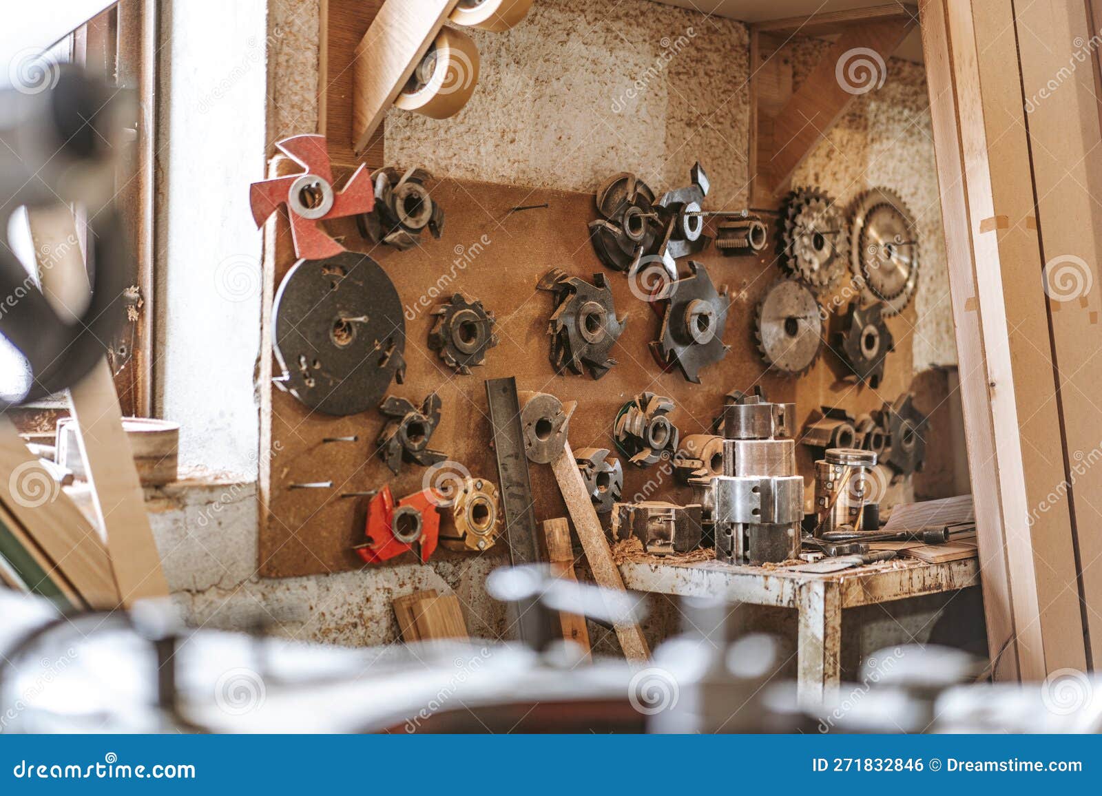 Carpentry Shop Interior with Wood and Tools Stock Photo - Image of ...