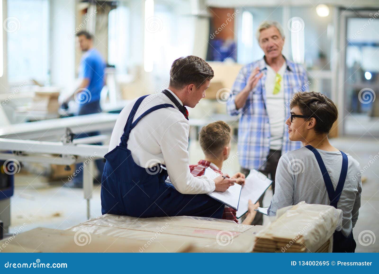 Carpentry Students Communicating at Theoretical Class Stock Image ...