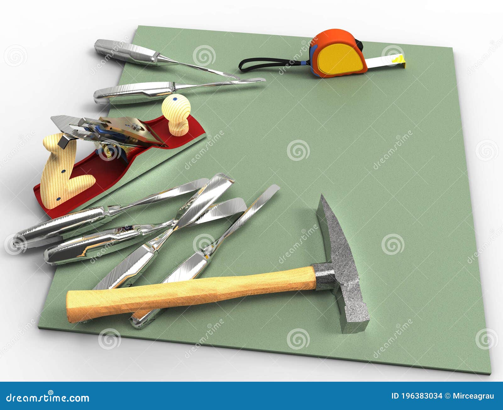 Carpentry tools on board stock illustration. Illustration of copy ...
