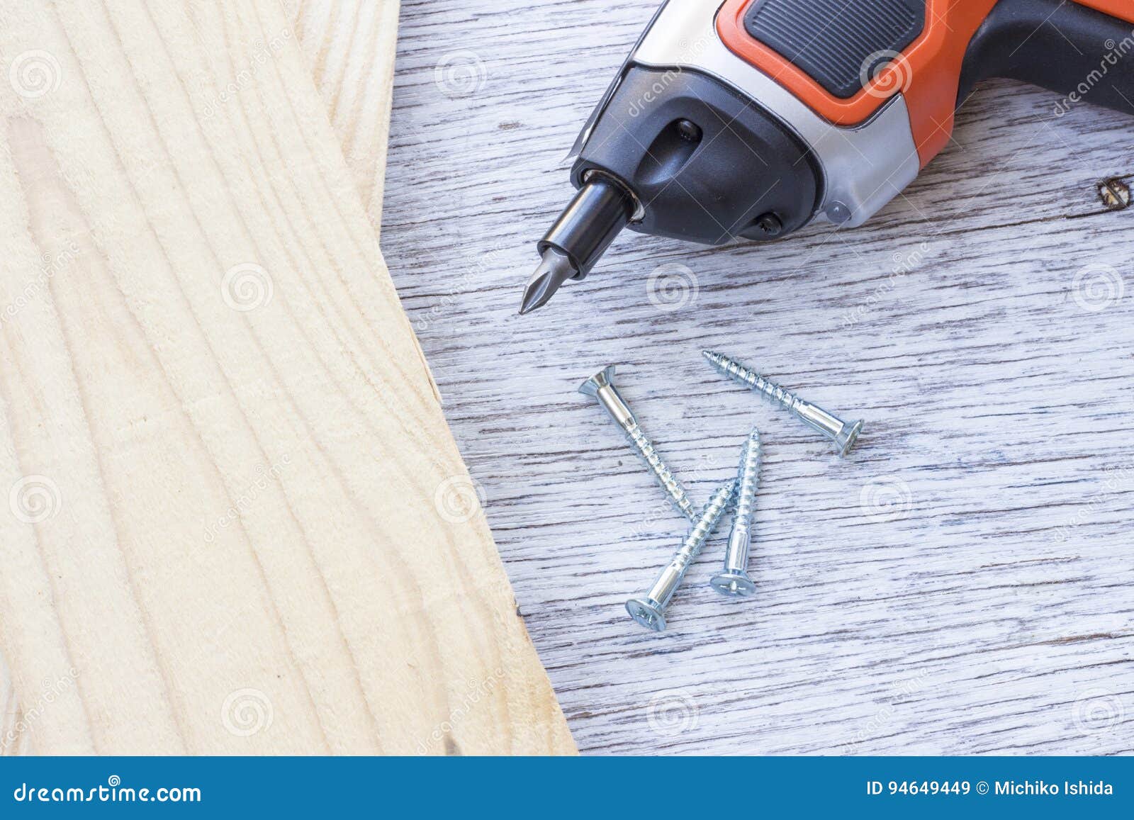 Carpentry Tools, Electric Screwdriver Stock Image - Image of grain ...