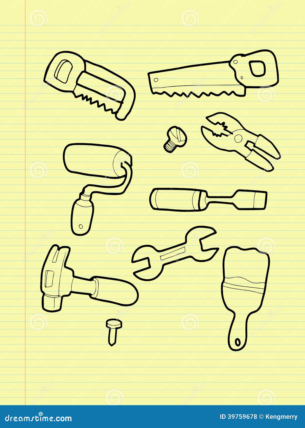 Carpentry tools stock vector. Illustration of hammer - 39759678