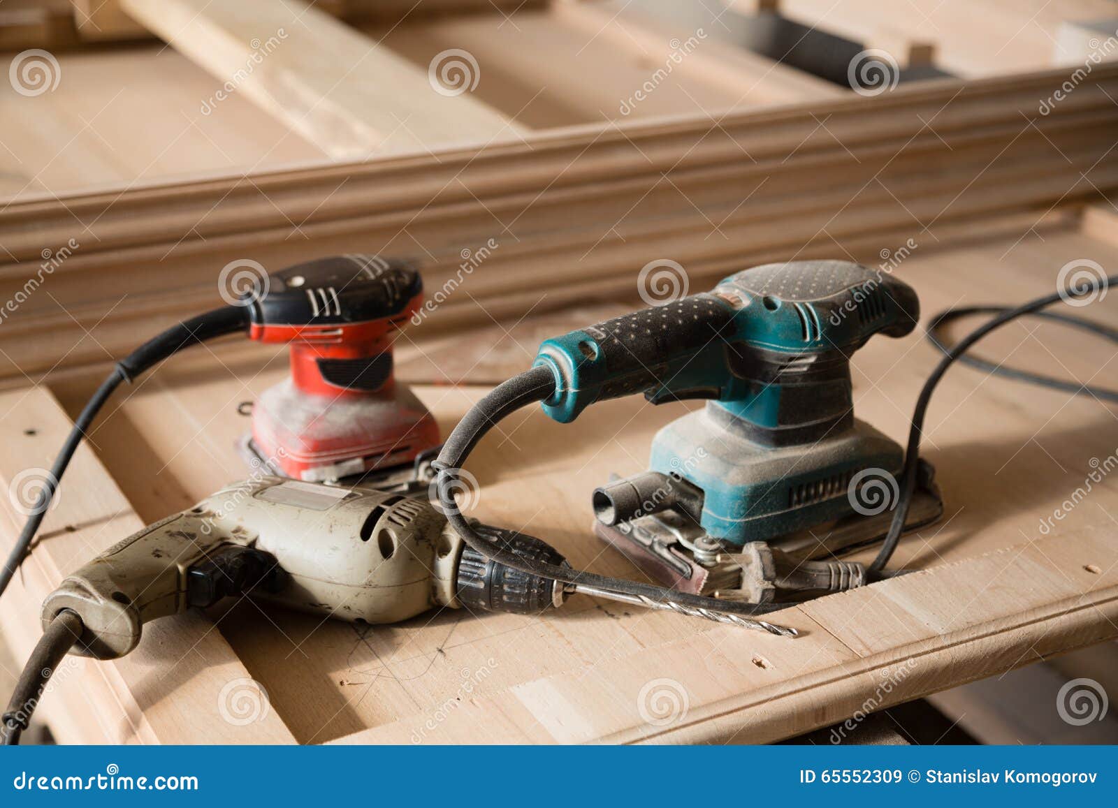 Carpentry Tools - Hand Drill and a Sander Stock Image - Image of ...