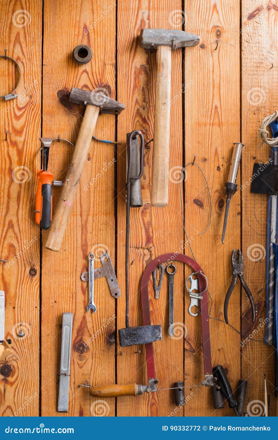 Carpentry Tools Hanging on the Wall Stock Photo - Image of ...