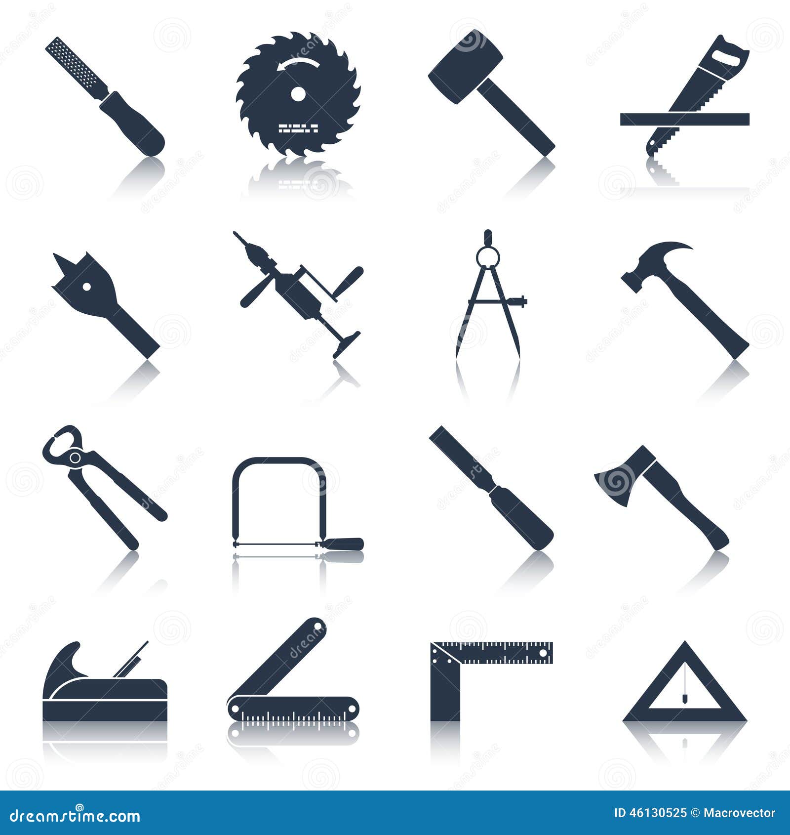 Carpentry Tools Icons Black Stock Vector - Illustration of carpentry ...
