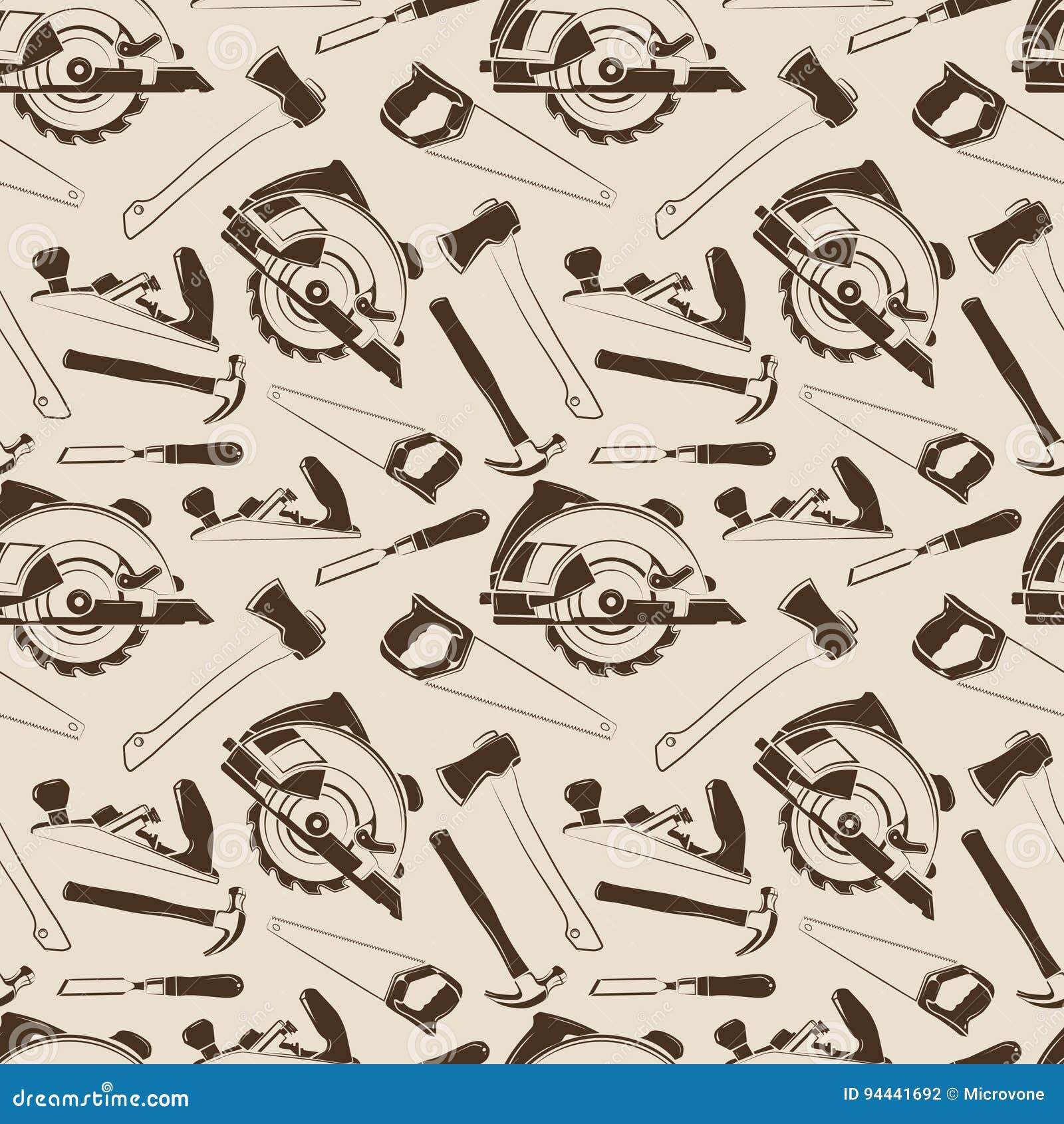 Carpentry Tools Seamless Pattern Design Stock Vector - Illustration of ...
