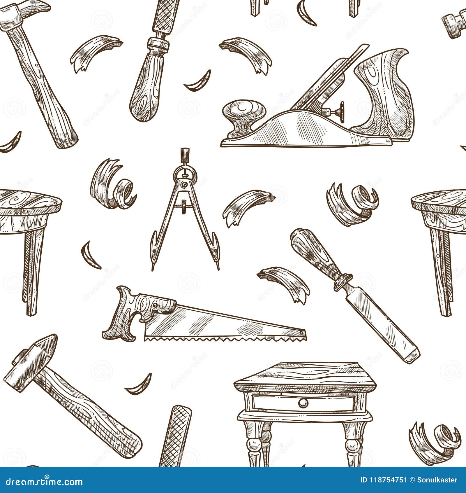 Carpentry Tools Vector Pattern Background Stock Vector - Illustration ...
