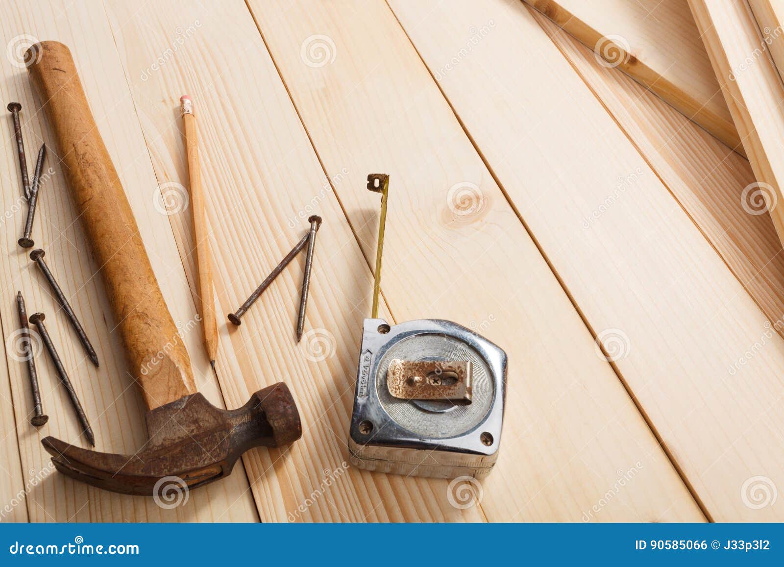 Carpentry Tools on Wooden Background Stock Photo - Image of handyman ...