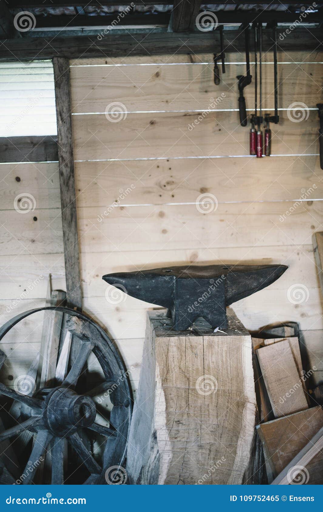 Carpentry Workshop with Anvil and Other Tools Stock Image - Image of ...