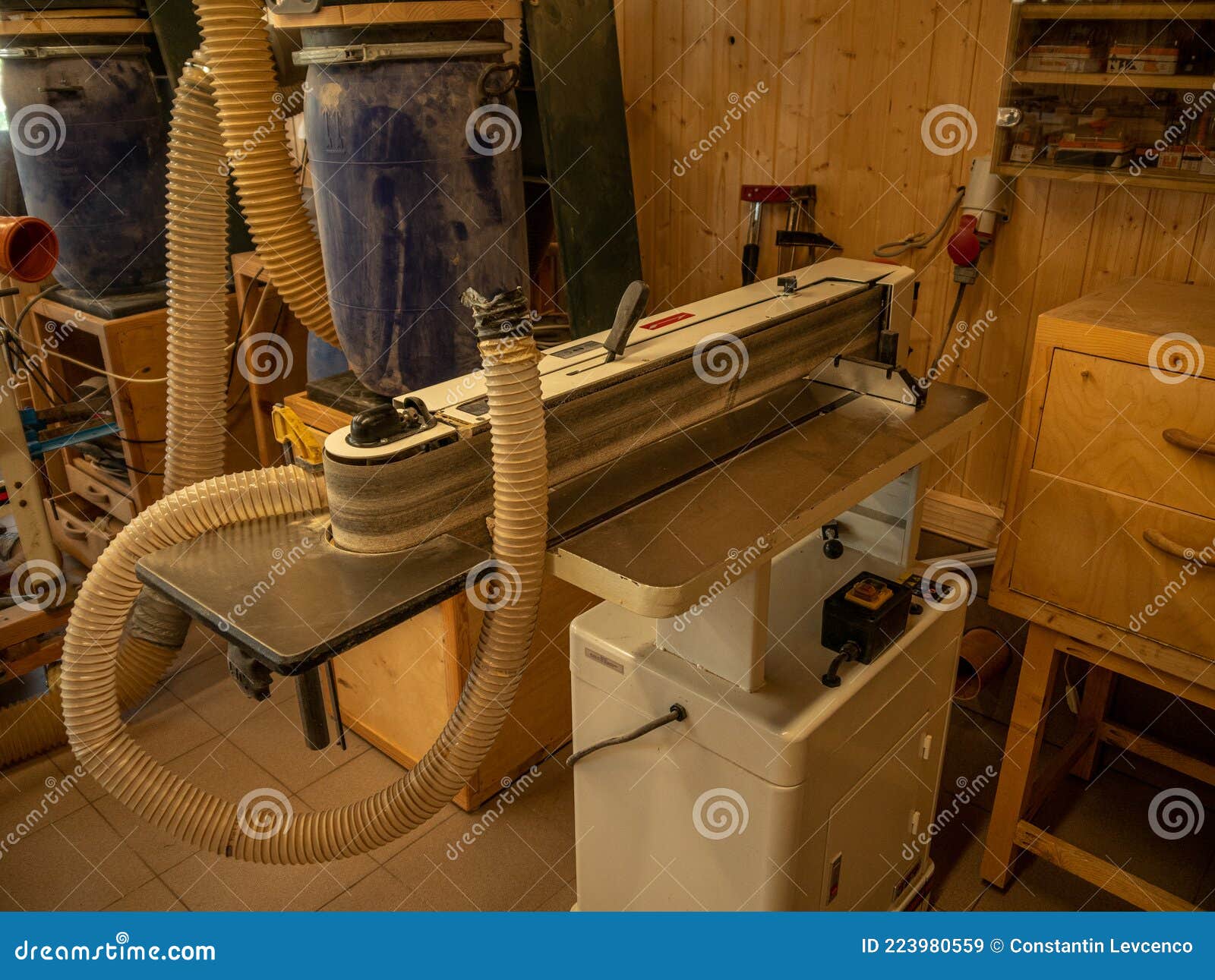 Carpentry Workshop. Joiner S Machines. a Machine for Sanding the ...