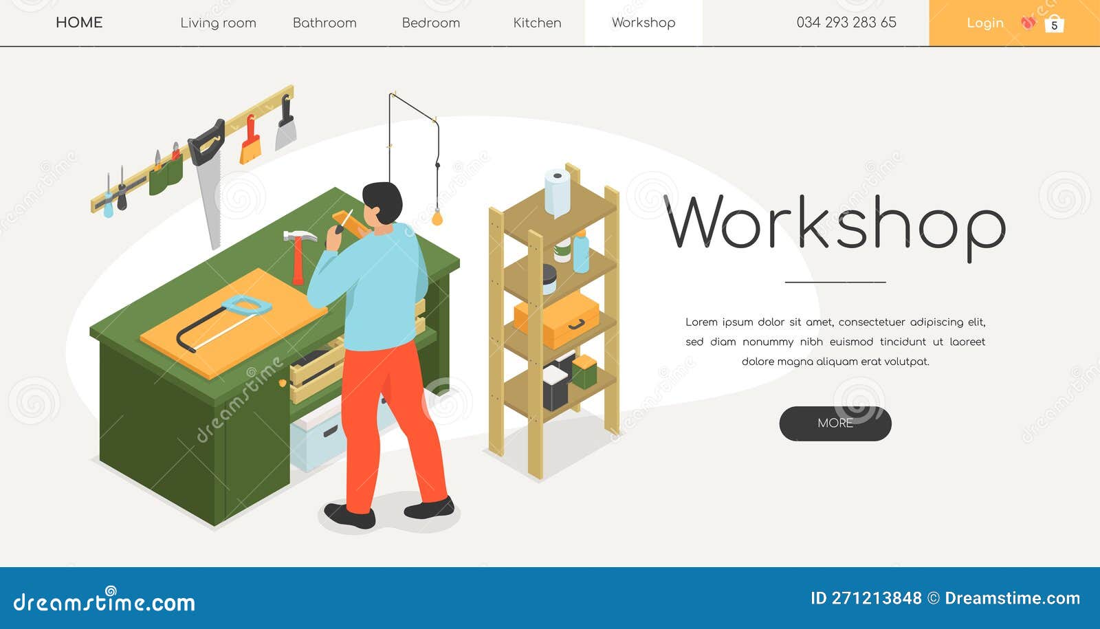 Carpentry Workshop Room - Modern Isometric Web Banner Stock Vector ...