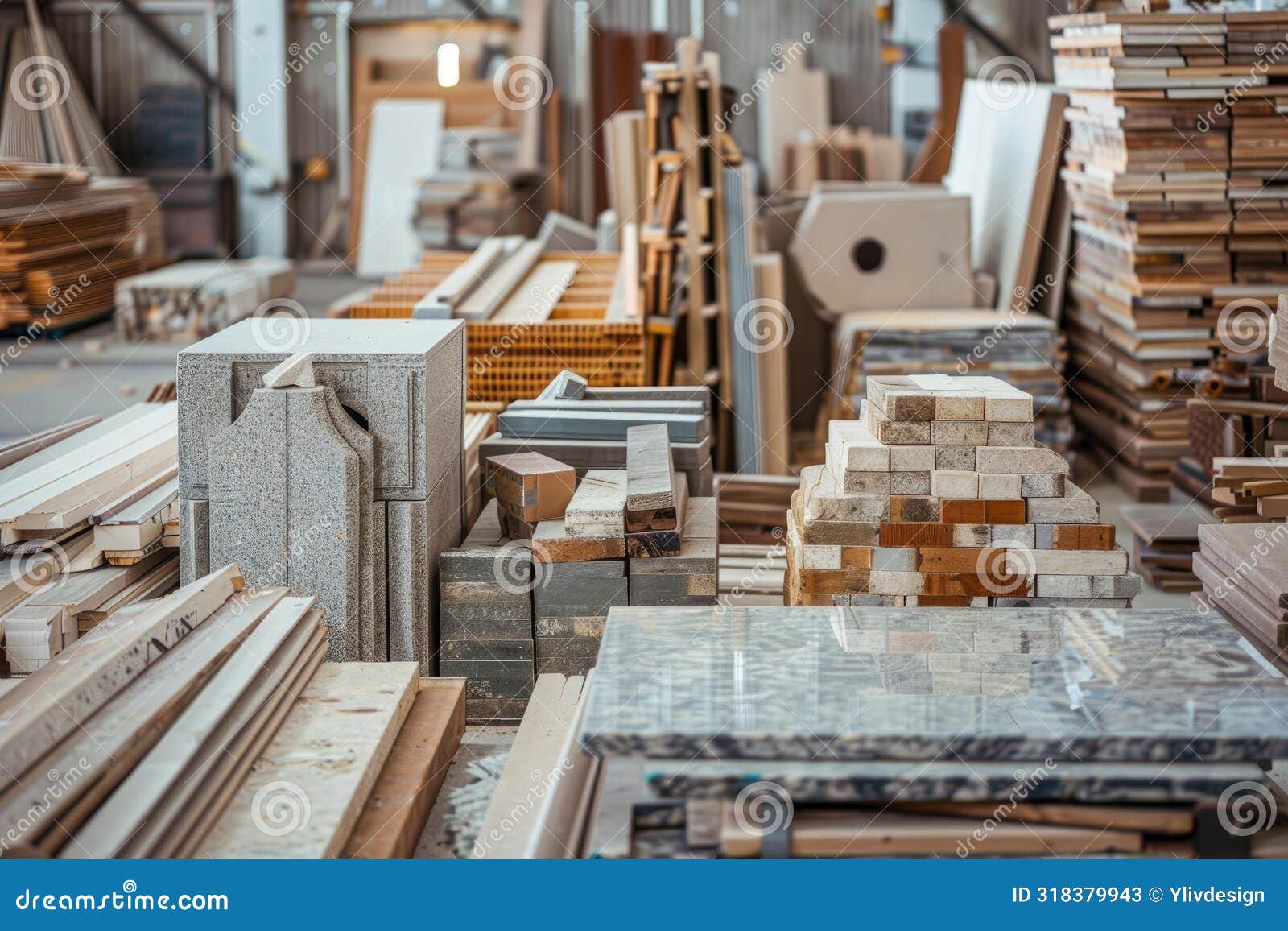 Carpentry Workshop with Stacked Materials Stock Illustration ...