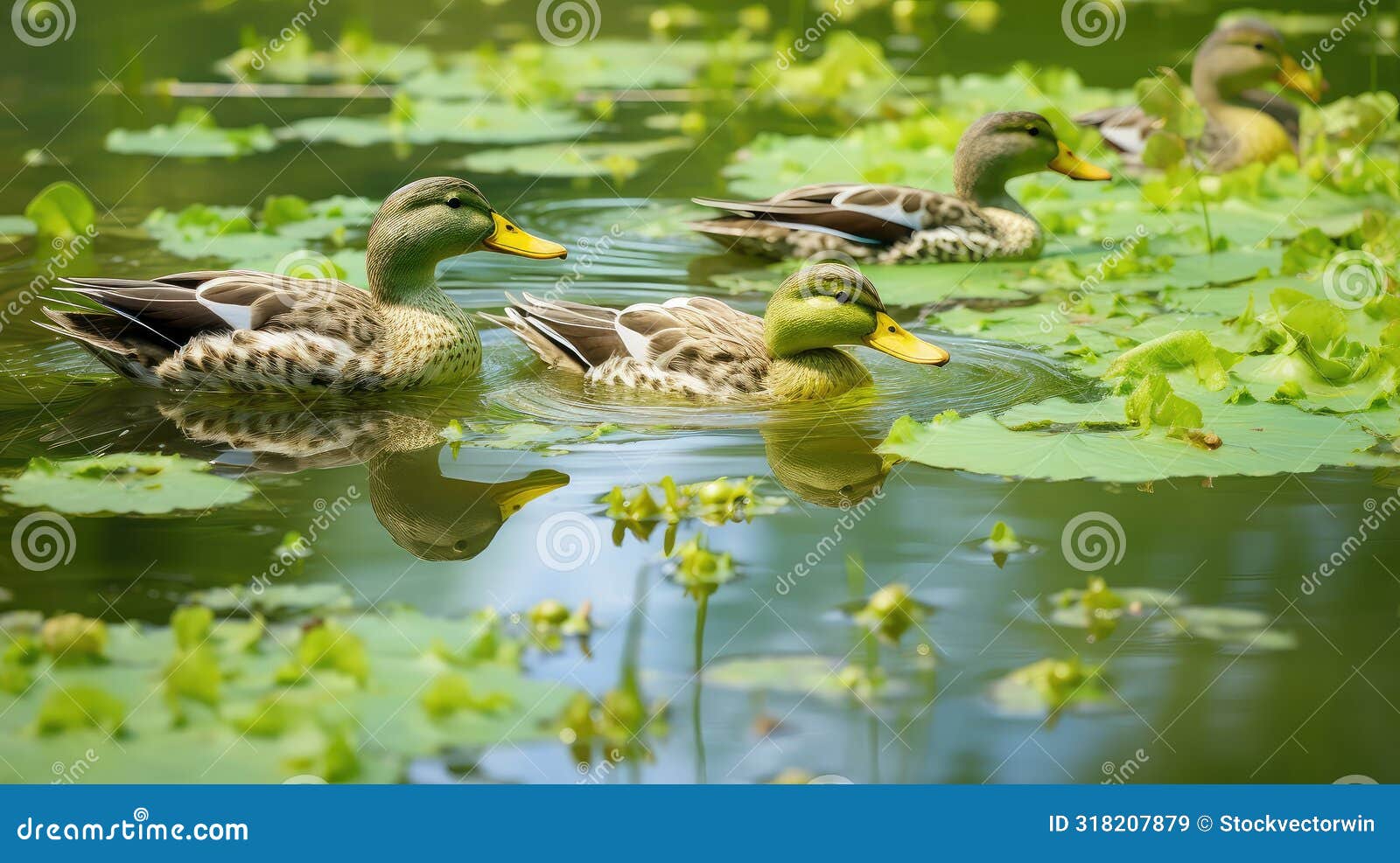 Carpet algae pond stock illustration. Illustration of ducks - 318207879
