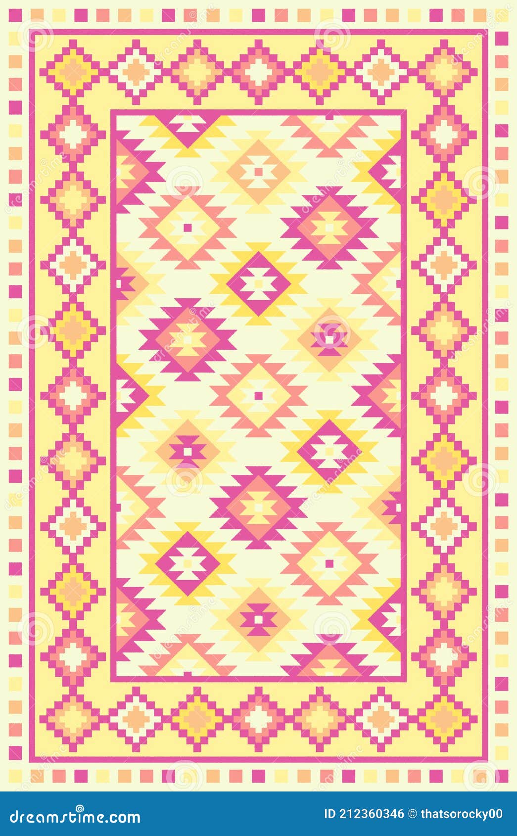 Carpet and Bathmat Boho Style Ethnic Design Pattern with Distressed ...