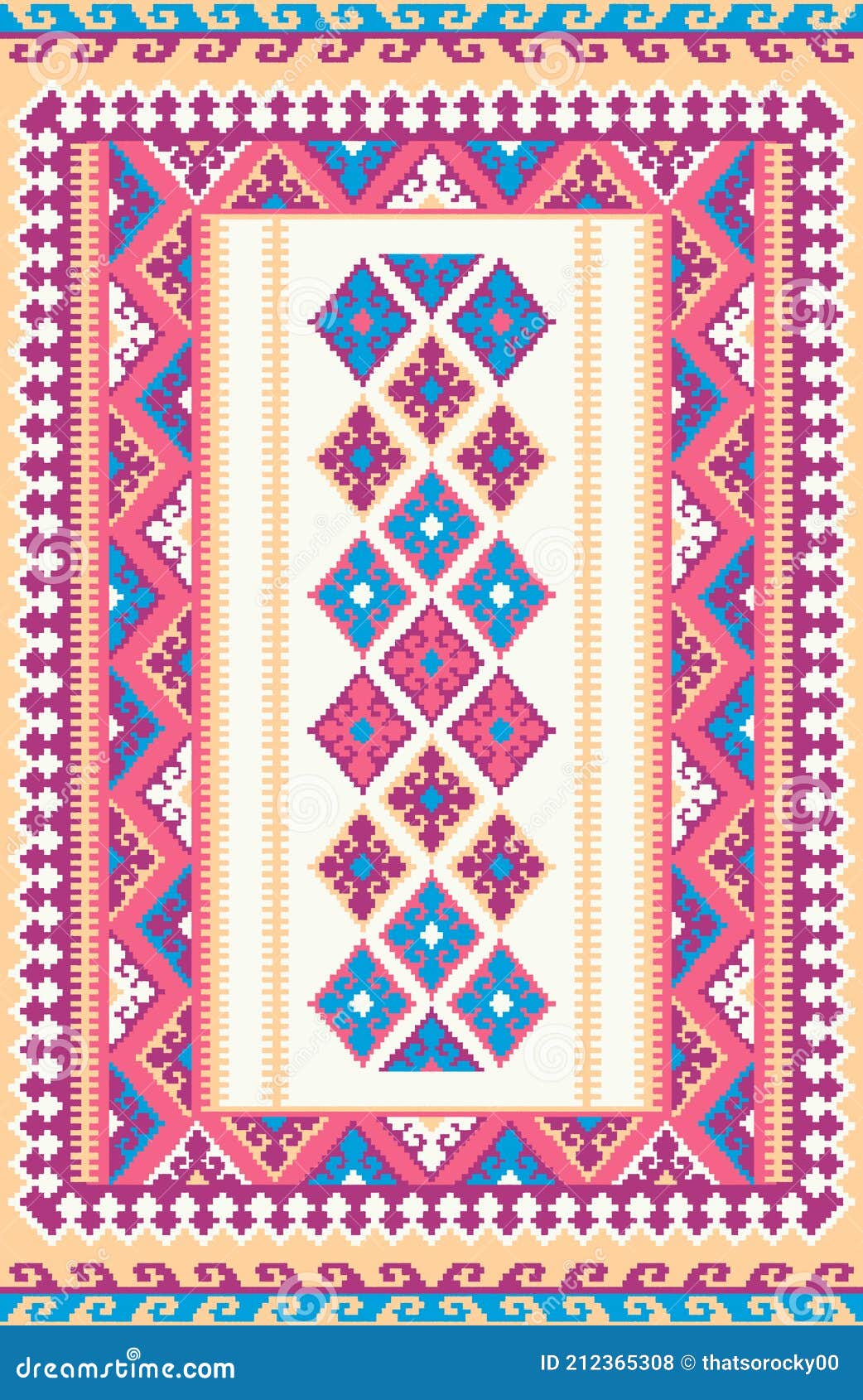 Carpet and Bathmat Boho Style Ethnic Design Pattern with Distressed ...