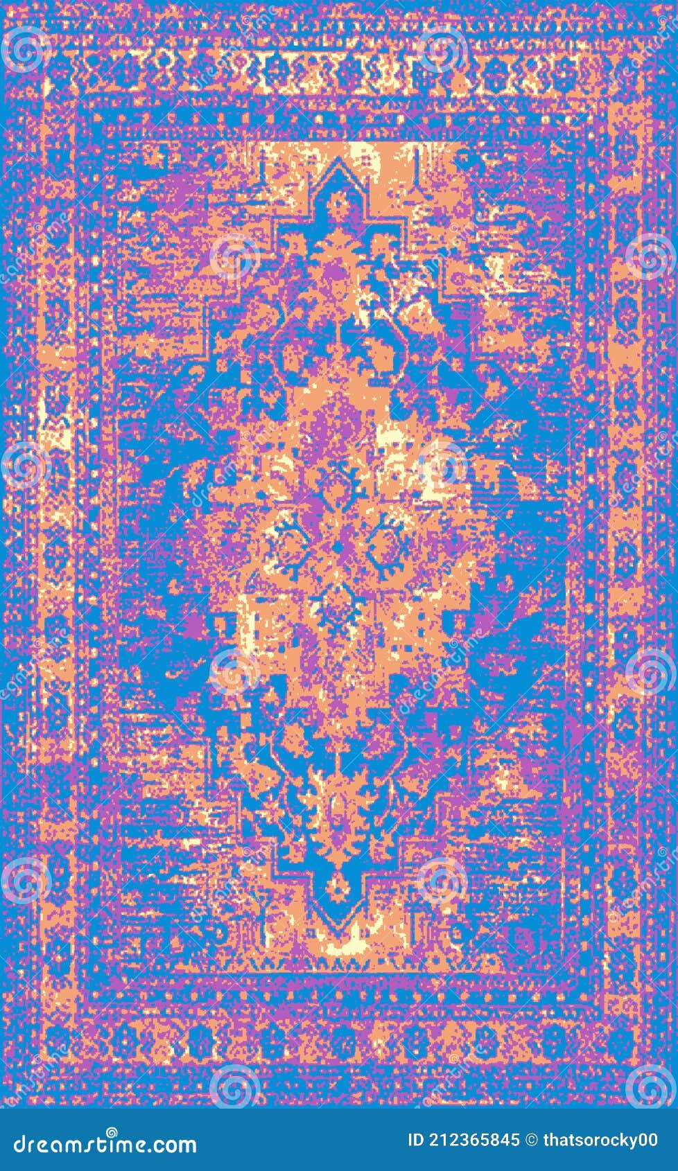 Carpet and Bathmat Boho Style Ethnic Design Pattern with Distressed ...