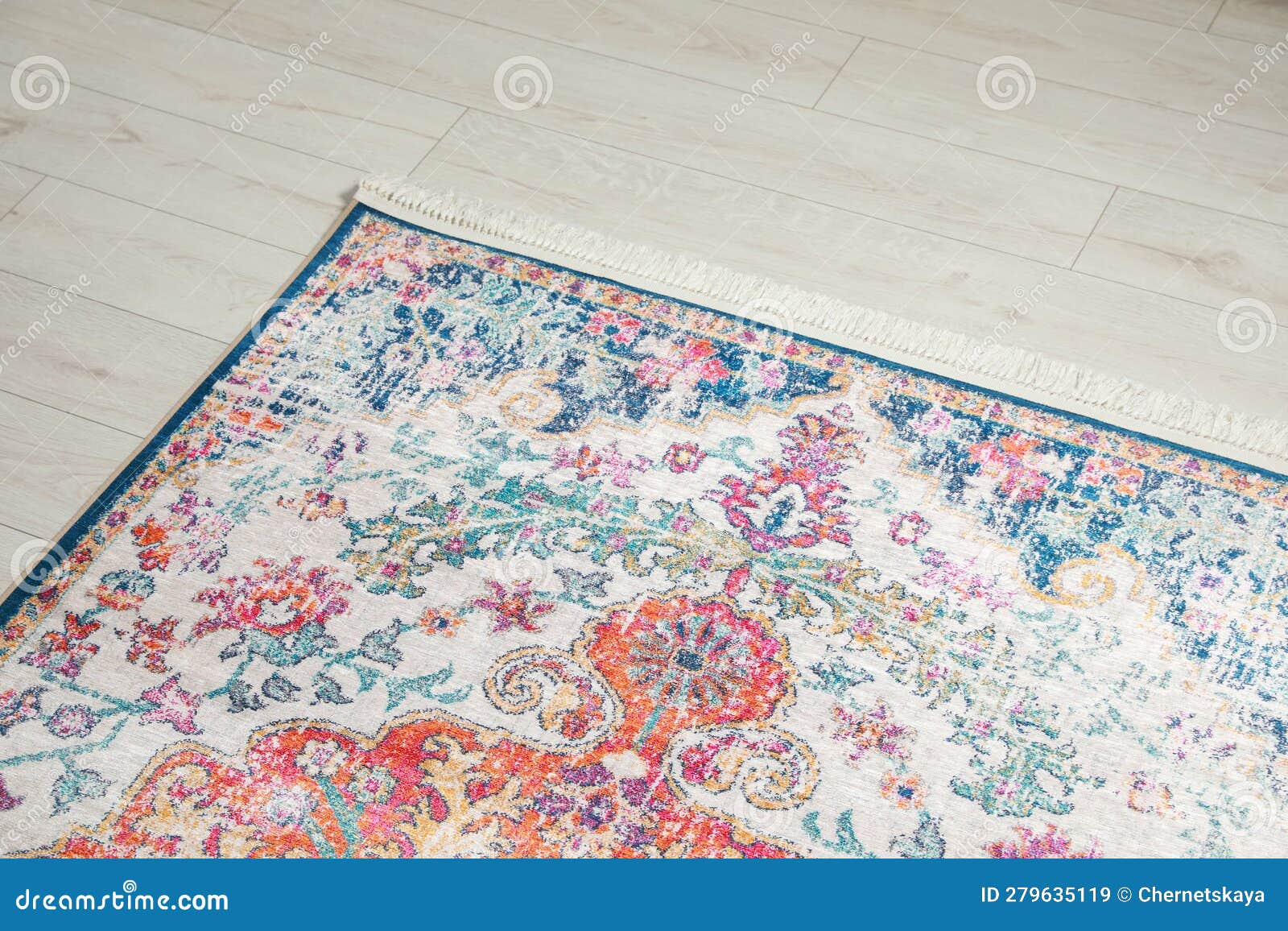 Carpet with Beautiful Pattern on Floor. Space for Text Stock Image ...